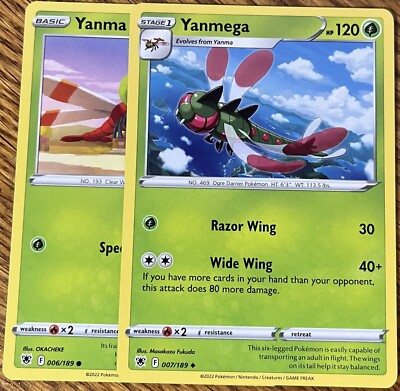 Yanma 6/189, Yanmega 7/189 - Evo Line - Astral Radiance - Read Desc. | eBay