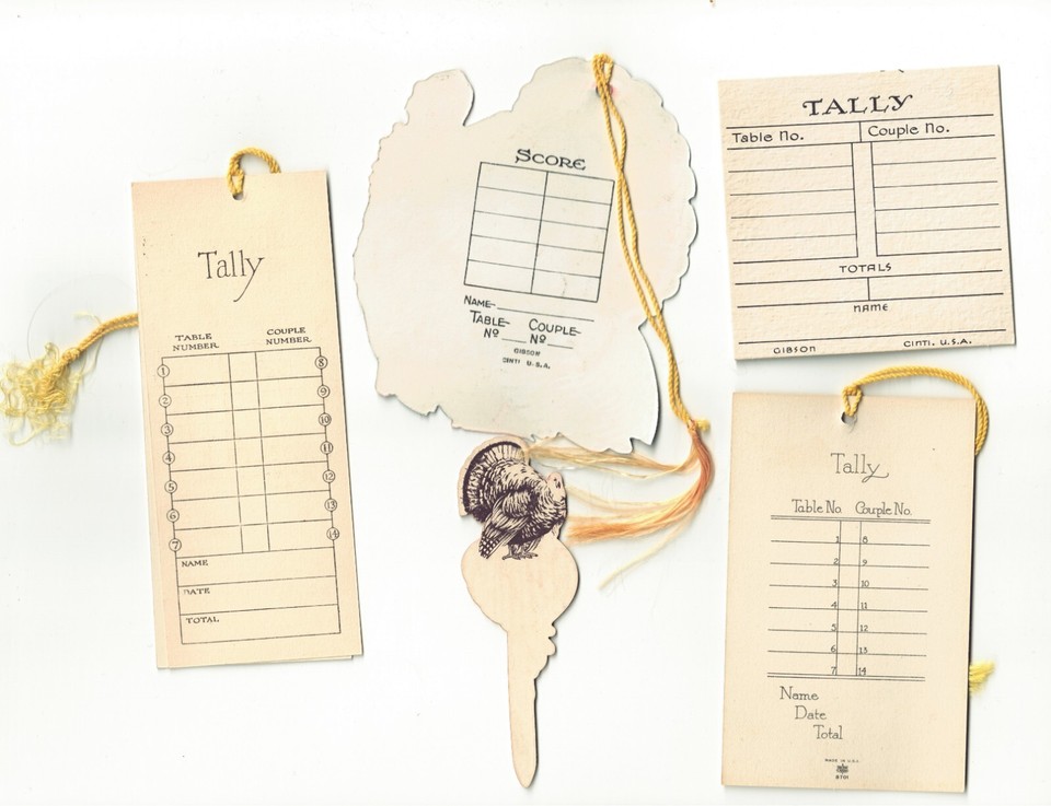 HTF 1920s Vintage Thanksgiving Holiday Turkey Bridge Tally Cards, Cake ...