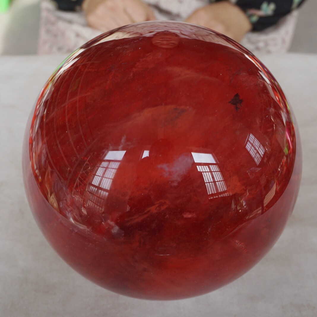 17.8LB 7.4" Huge Red Smelt Melting Quartz Crystal Sphere Ball Polished ...