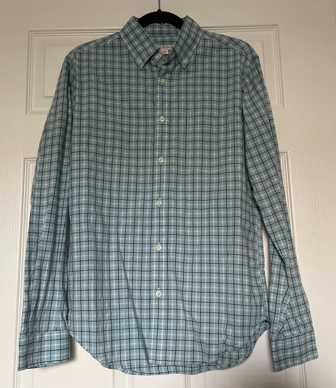 Merona Men's Button up Long Sleeve Blue Check Shirt Size M | eBay