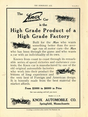 1911 Knox Automobile Company Ad: Knox Motor Cars - Springfield ...