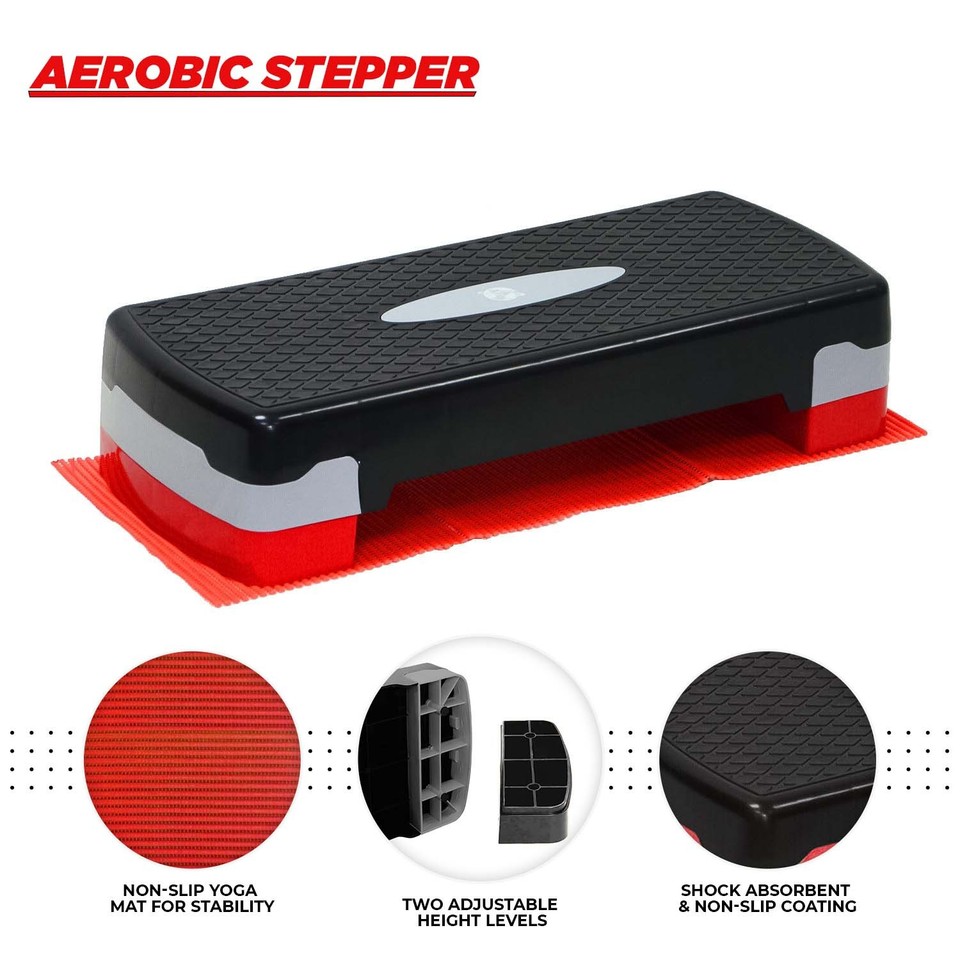 AEROBIC STEPPER CARDIO FITNESS STEP BOARD 2 TIER HOME GYM EXERCISE ...