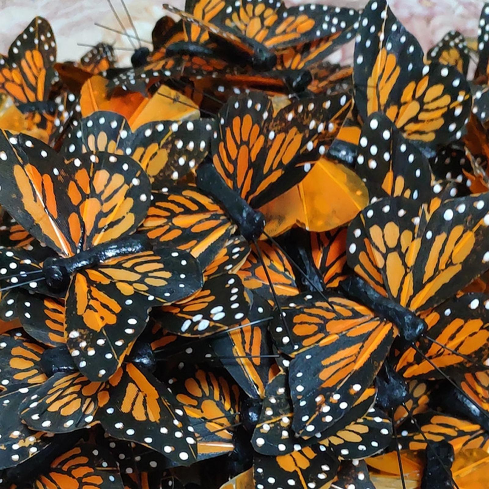 10 Pieces Monarch Butterfly Decoration Crafts Fake Butterflies for Wall ...