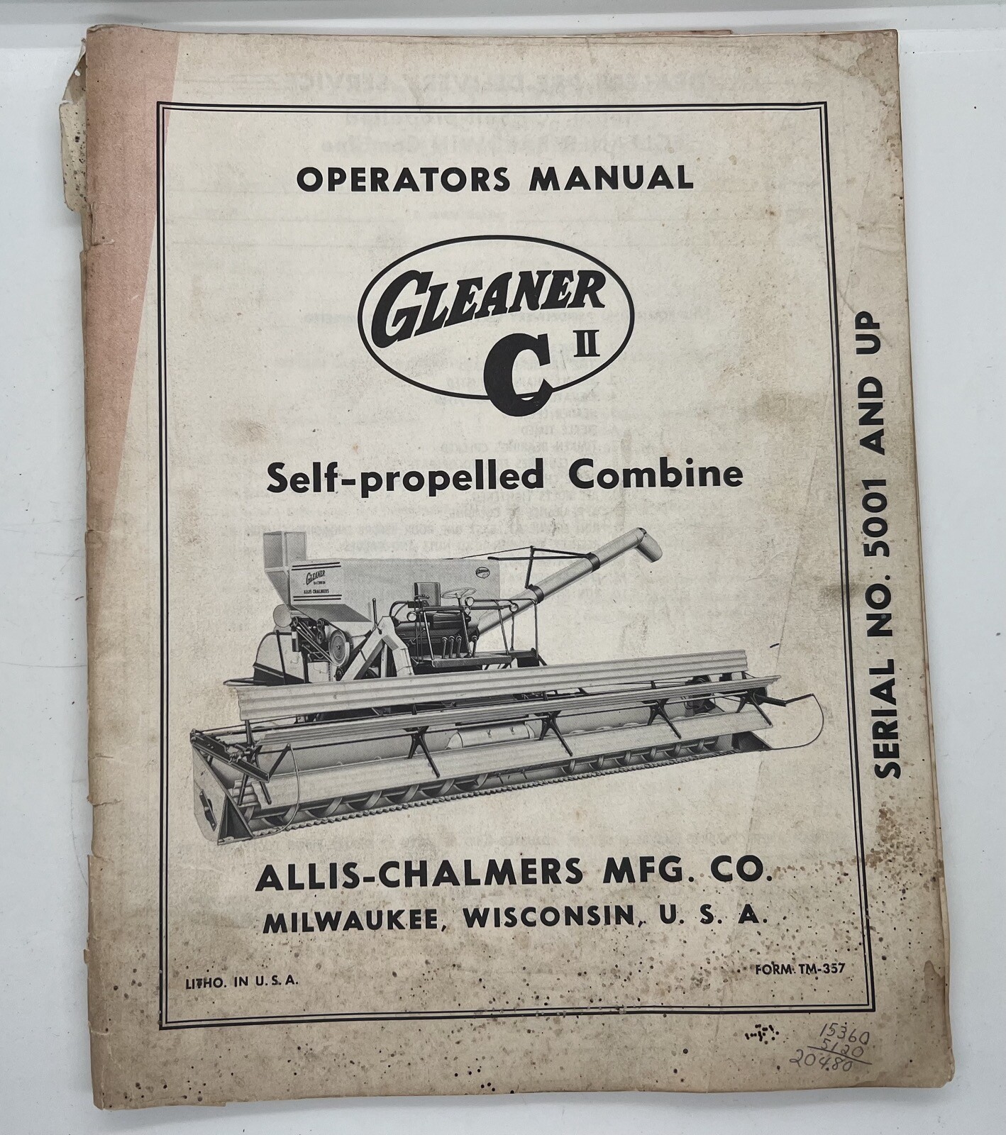 Allis Chalmers Gleaner C II Self Propelled Combine Operators Manual ...