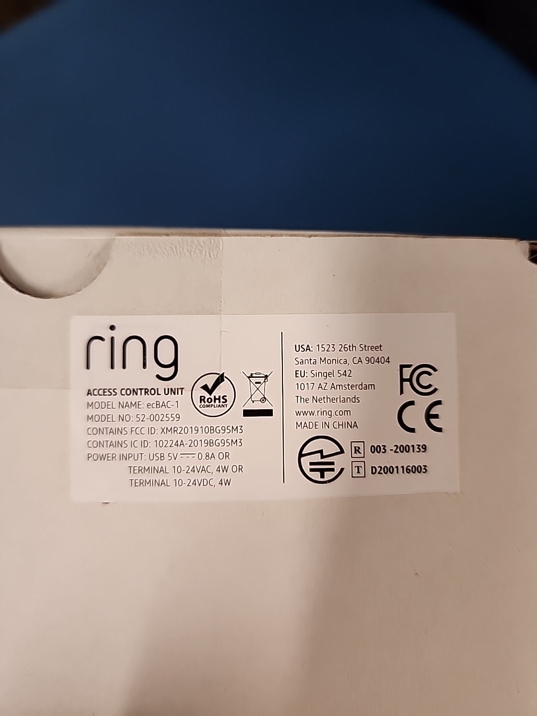 1 Ring Access Controller Pro 2 Model exBAC-1 | eBay