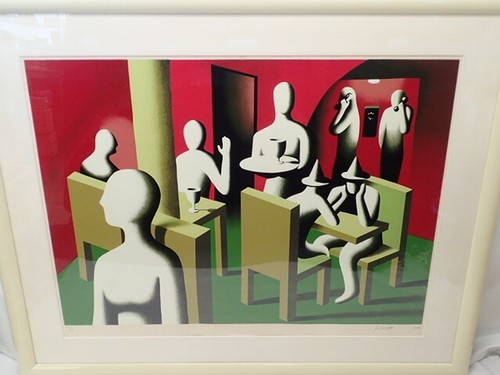 Mark Kostabi Silkscreen Print Restaurant 1990 Limited Edition Signed ...