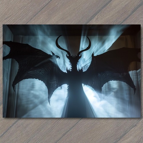 8.5x11" Dragon Beautiful Horns Black Wings Post Devil Strange Unusual ...