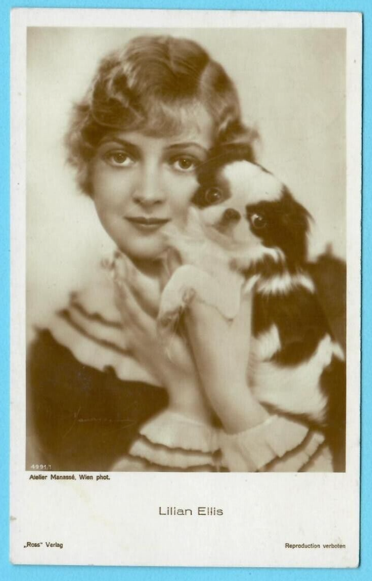 LILIAN ELLIS & PEKINGNESE DOG # 4991/1 VINTAGE PHOTO PC. PUB. GERMANY ...