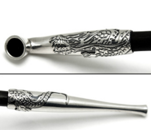 KISERU 煙管 Smoking Pipe Japanese EDO SAMURAI Rising Dragon Silver 21cm ...