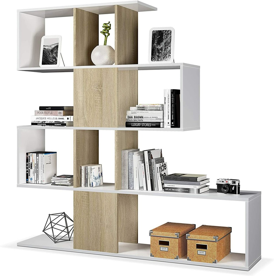 LIBRERIA LEGNO DESIGN MODERNO SCAFFALE MENSOLE MOBILE ARREDO SOGGIORNO ...