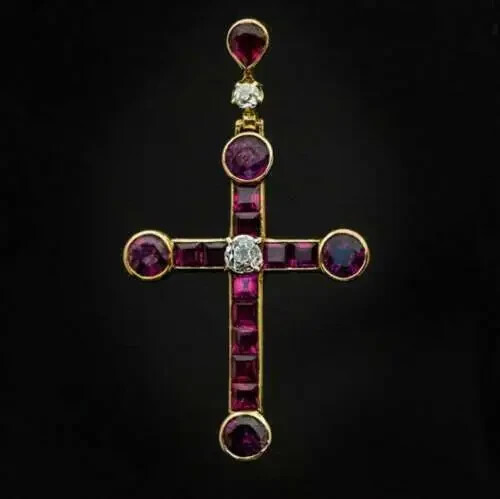 2Ct Princess/Round Cut Red Ruby Cross Pendant 14K Yellow Gold Finish | eBay