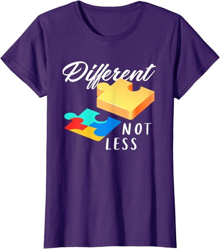 Different Not Less Puzzle Autistic Autism Awareness Ladies' Crewneck T ...