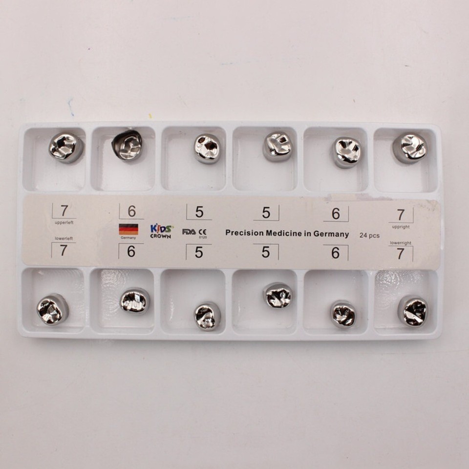 12Pcs Stainless Steel Teeth Crowns Dental Teeth Crown Protection Metal ...