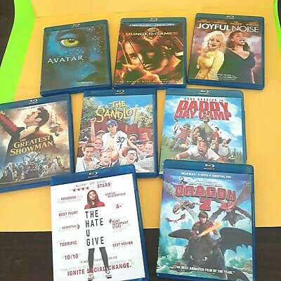 Lot of 8 Blu Ray Family Movies - Sandlot, Avatar, The Greatest Showman ...