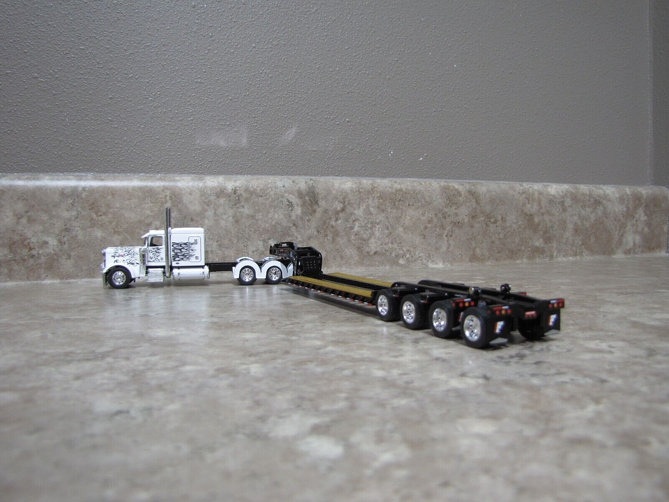 DCP 1/64 White Black Flames Peterbilt 389 Fontaine Lowboy Trailer 60 ...