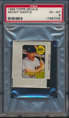 1969 TOPPS BASEBALL DECALS MICKEY MANTLE PSA 6 EX-MT HOF YANKEES | eBay