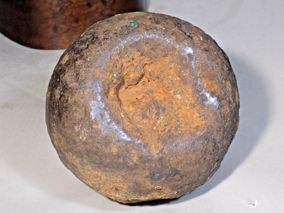 6 Lb. Civil War Impacted/Squished Canon Ball With Stand-State Of ...