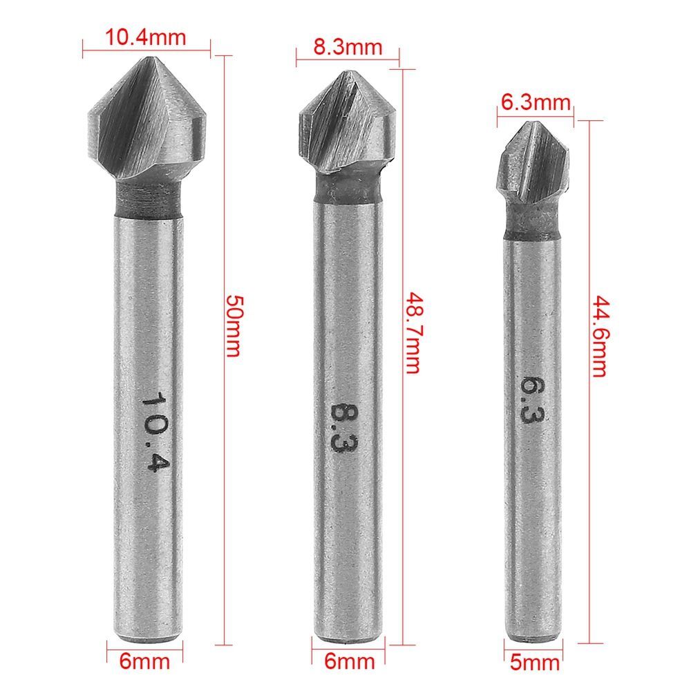 Handle Three Edge Chamfer Cutter Tool Countersink Drill Bit Hand Power ...
