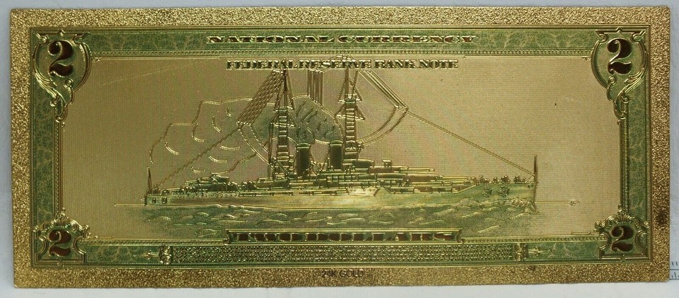 24K Gold-Plated Foil Note Currency Bill Paper Money Novelty Famous Cash ...