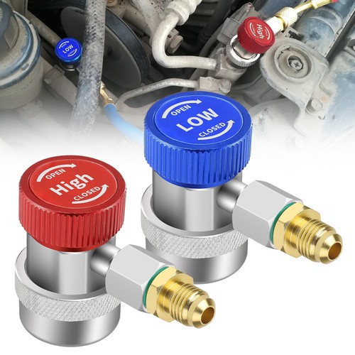 R134A Quick Coupler Adapter, Adjustable Car HP & LP Fitting with 2x 1/4 ...