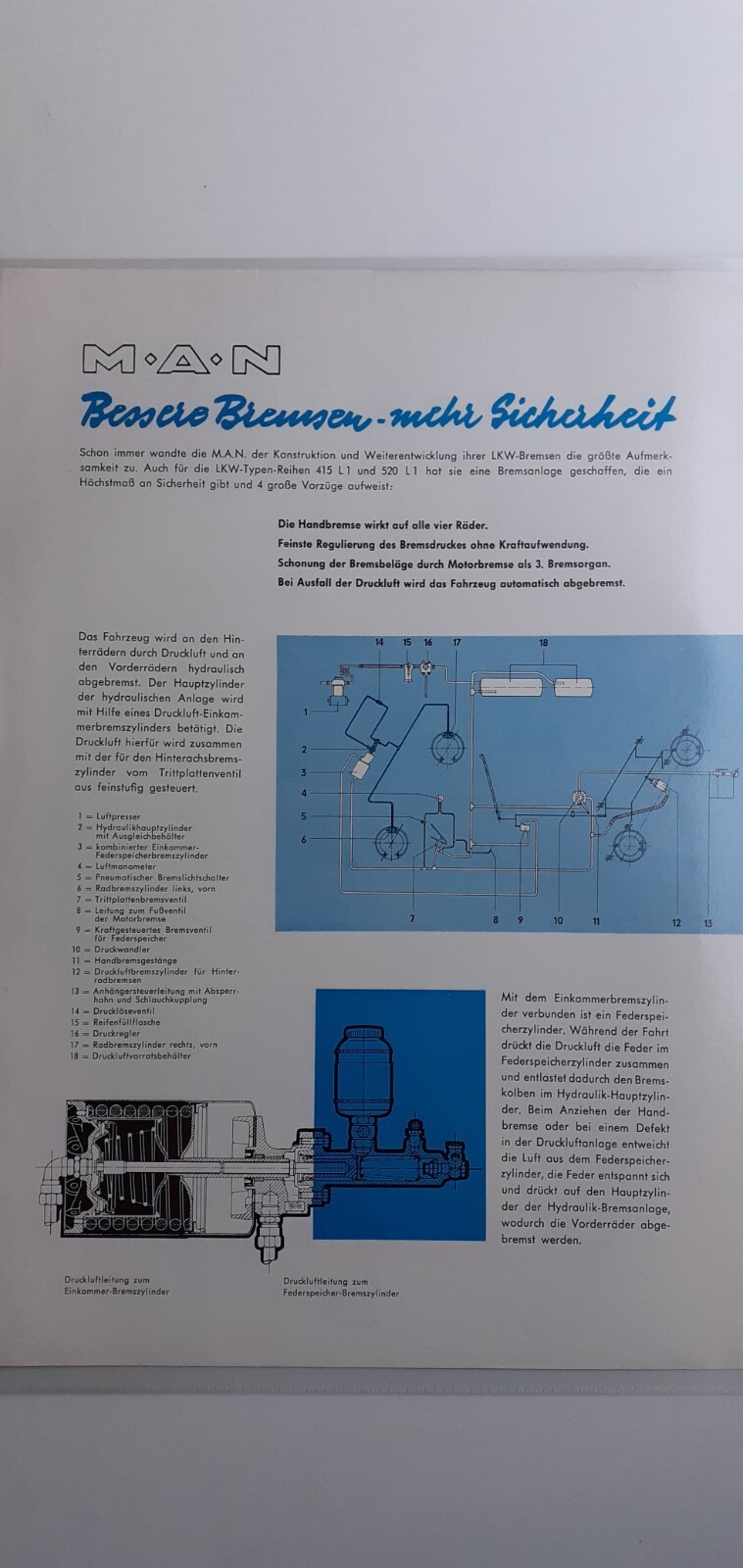 MAN: 415 L 1 / 520 L 1 - Bremsen (Prospekt-Blatt); 2/1961 | eBay