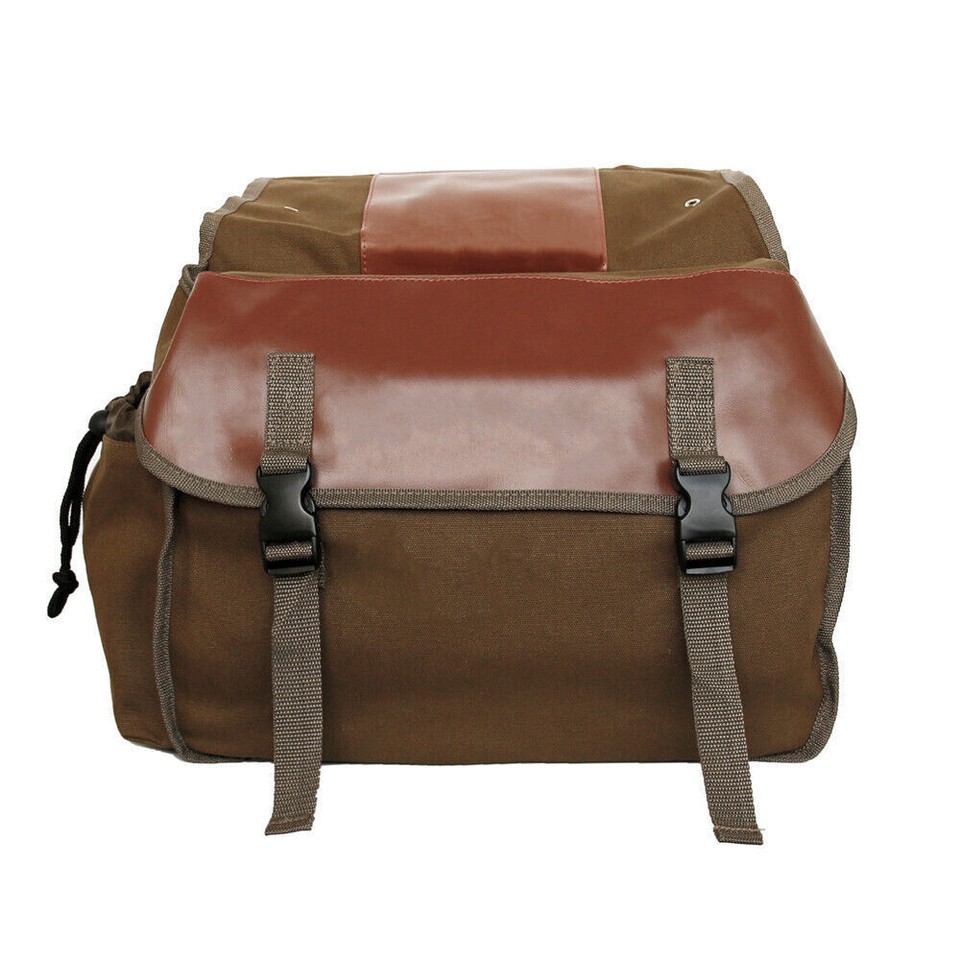 Brown Canvas Motorcycle Side Saddle Bags Panniers Pouch Luggage Storage ...