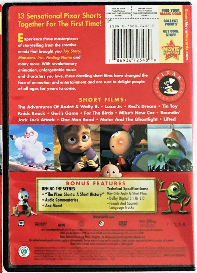 Short Film Collections Disney Pixar Movie DVD 786936723489 | eBay