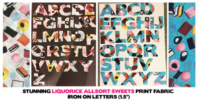 Fabric Iron On Letters - LIQUORICE ALLSORT SWEETS PRINT - 1.5" Cotton ...