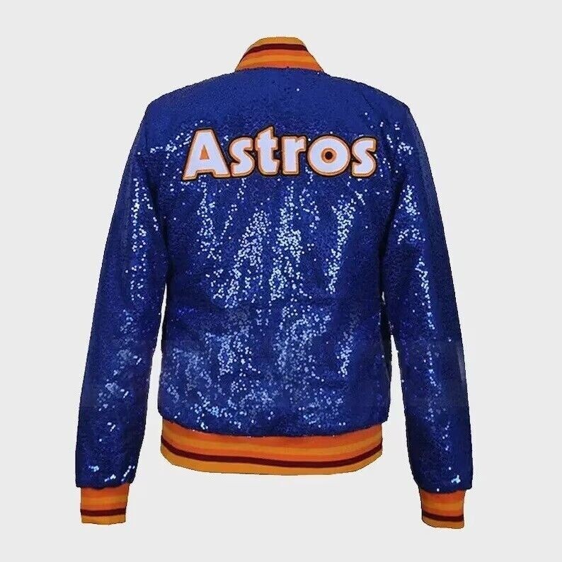 Starry Night Glam: Houston Astros Women's Sequin Bomber Jacket | eBay
