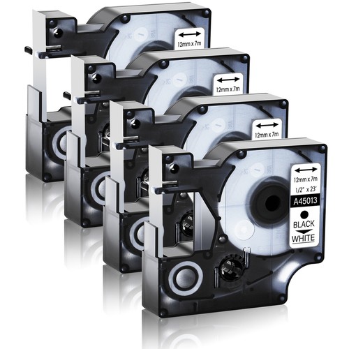 4PK Black on White DYMO D1 45013 S0720530 Labelmanager 450 450D 500TS ...