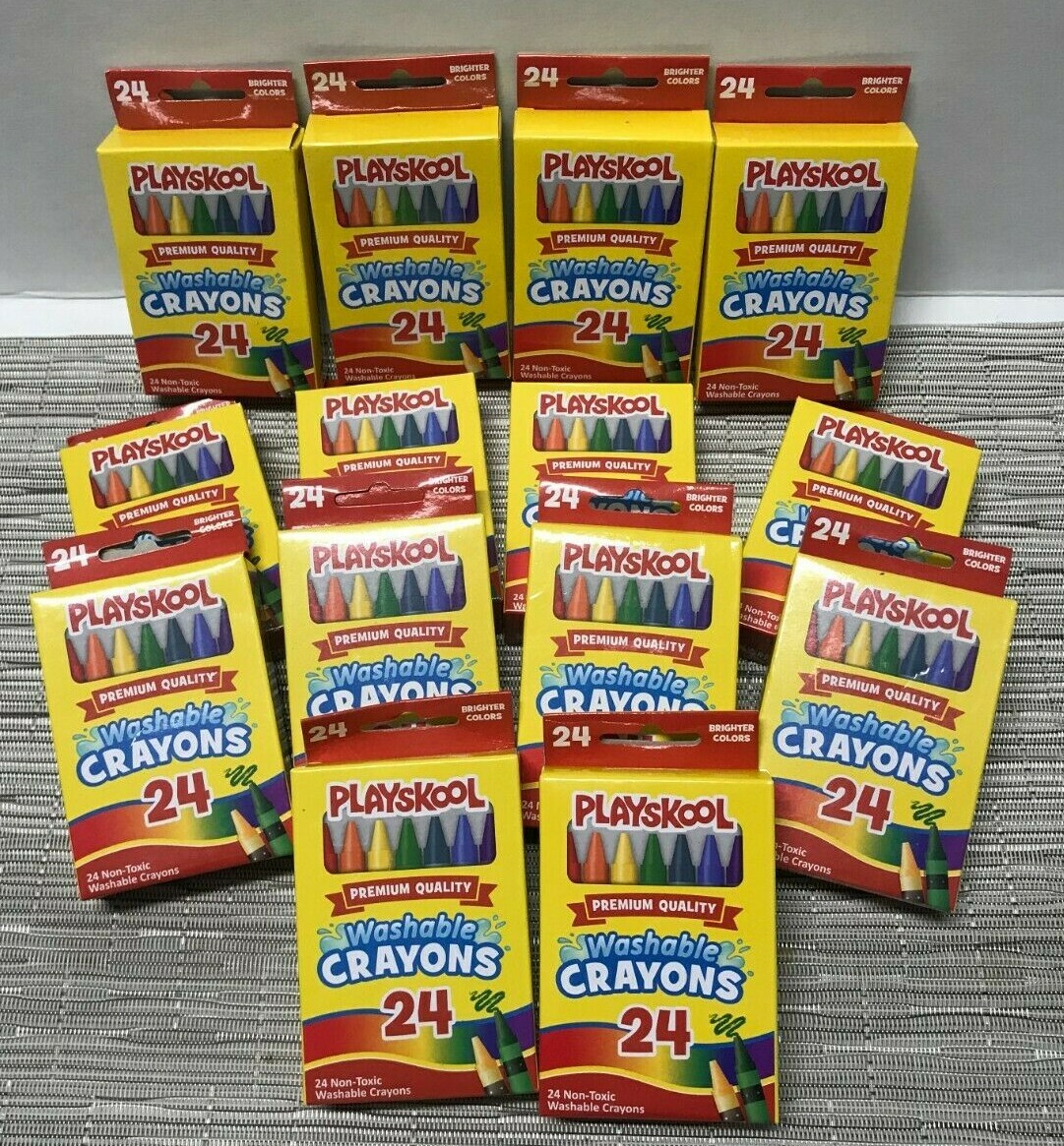 1 Lot of 14 Packs PLAYSKOOL 24 Brighter Colors Washable Crayons BRAND ...