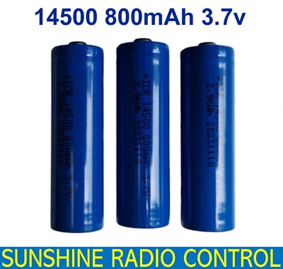 14500 Rechargeable Lithium Batteries GENUINE 3.7v 800mAh Li-Ion Cell ...