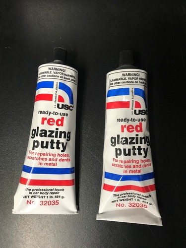 2 Tubes Red Glazing Putty U.S.Chemical & Plastics 32035 USC Auto Body ...