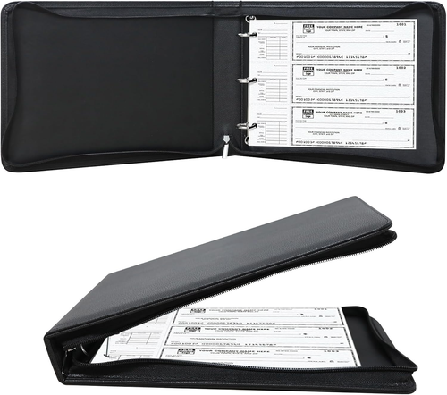 3 Rings Check Binder for End-Stub Deskbook Checks Zipper Business on a ...