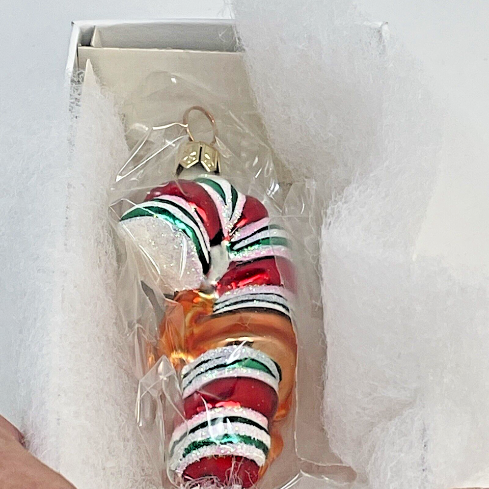 Christopher Radko Wintertwist Gem Glass Ornament Candy Cane and Ribbon ...