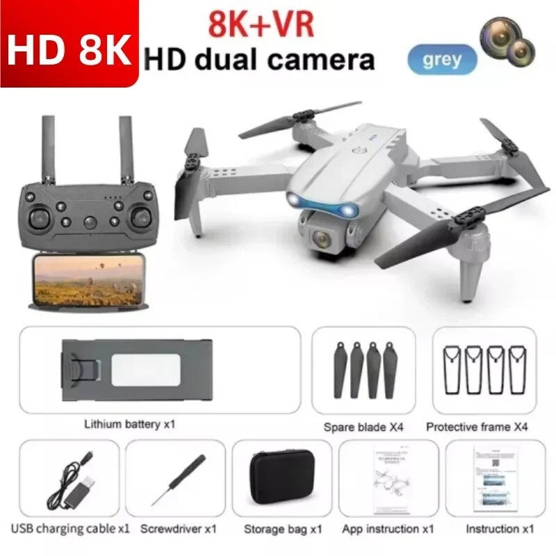8K HD Drone Dual Camera FPV GPS Foldable Selfie RC Quadcopter Batteries ...