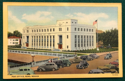Postcard Post Office Reno Nevada Architecture Linen Era, Old cars | eBay