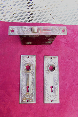 Pair Antique Victorian Eastlake Door Back Plates and Mortise Lock | eBay