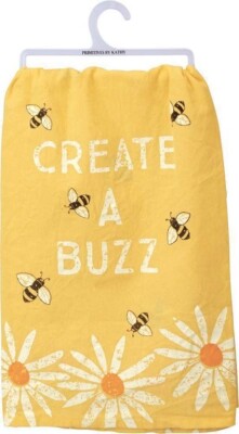 NEW!~"Create A Buzz"~Bumble Bee~28"~TEA TOWEL~Hand/Kitchen/Dish~Yellow ...