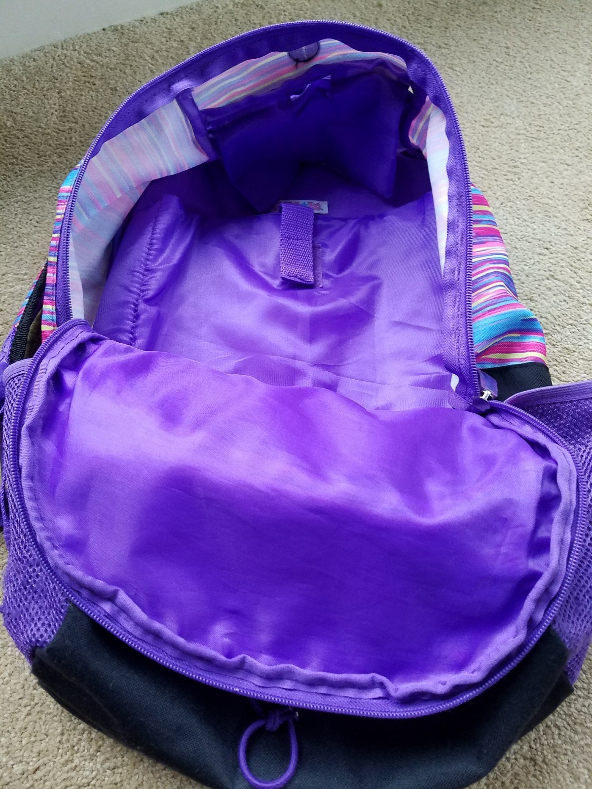 Limited Too Girls Purple Pink Aqua Stripped Print Backpack with laptop ...