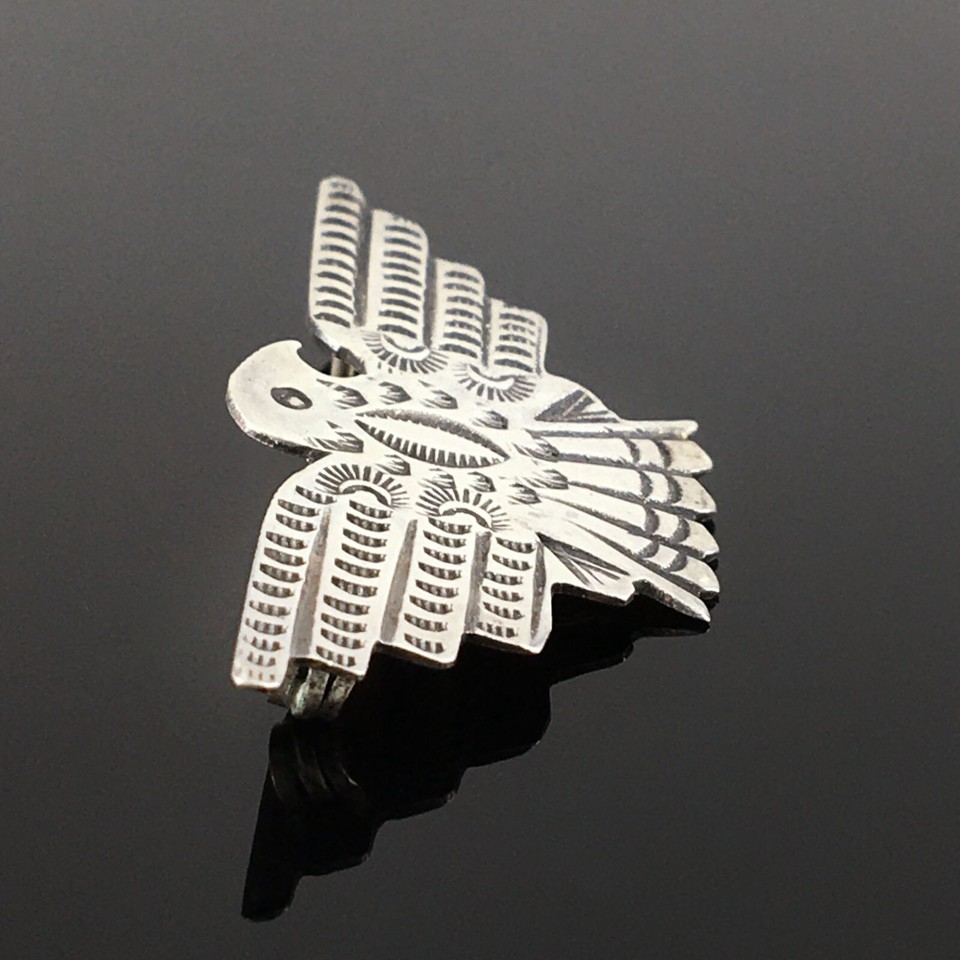 NATIVE AMERICAN NAVAJO HAND STAMPED SILVER THUNDERBIRD PIN | eBay