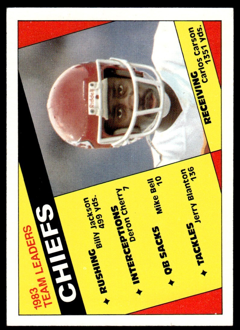 1984 TOPPS TEAM LEADERS CHIEFS/CARLOS CARSON KANSAS CITY CHIEFS #84 | eBay