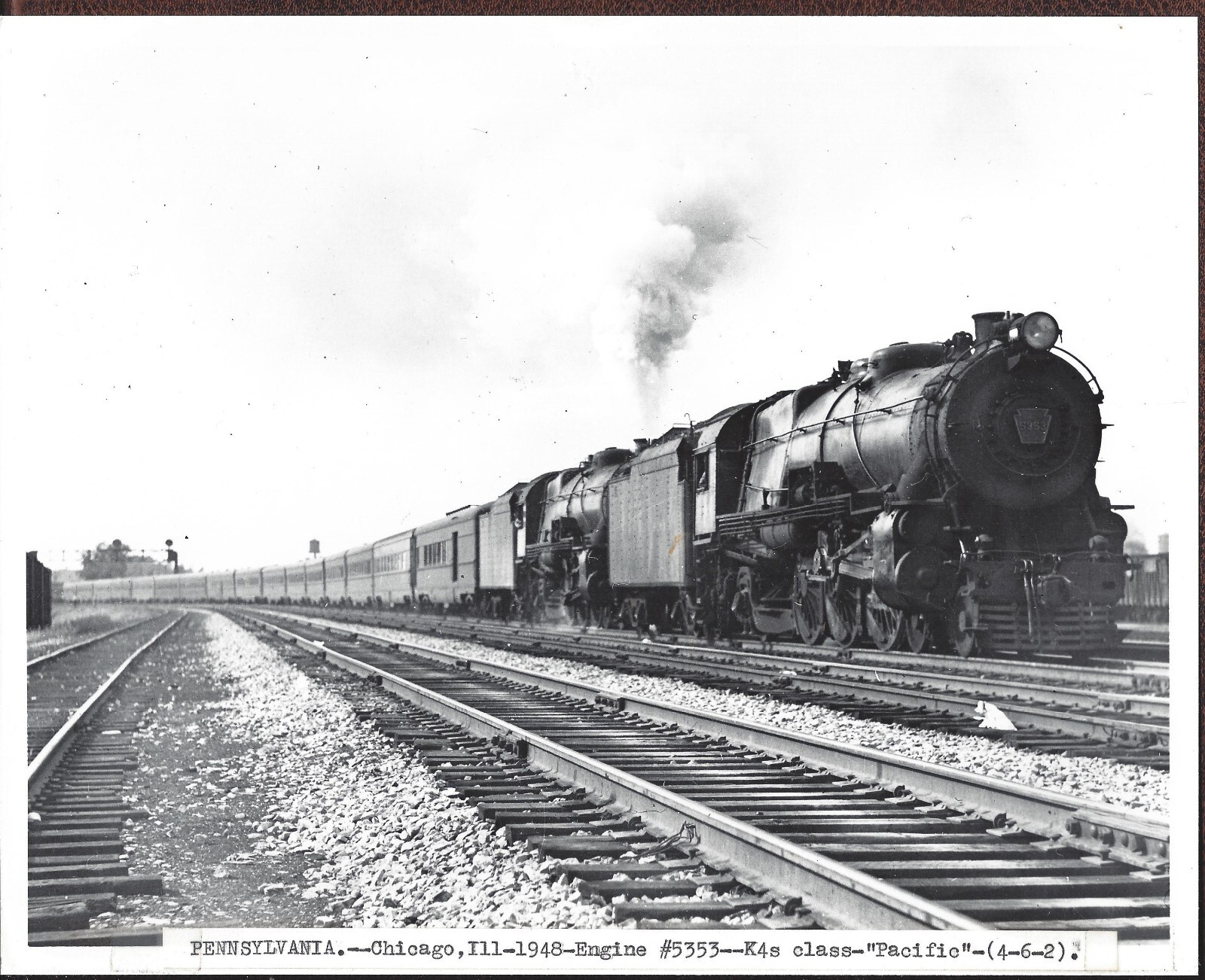Vintage Photo Steam Engine Pennsylvania Railroad 5353-K4s Pacific 8x10 ...