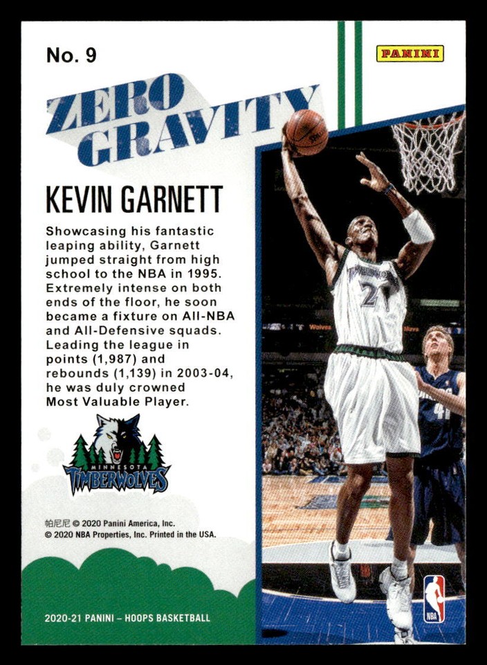 Kevin Garnett 2020 Hoops Zero Gravity Card #9 Minnesota | eBay