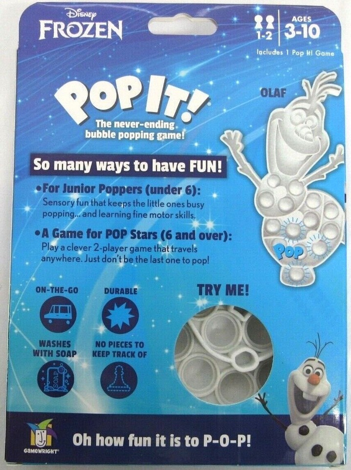 Disney Frozen - Olaf Pop It! The Original Pop It! Fidget Pop It Toy | eBay