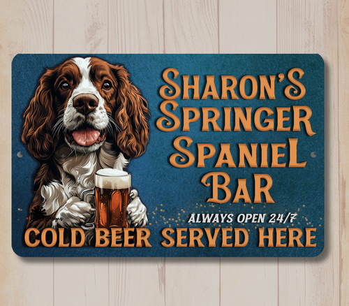 Springer Spaniel Custom Bar Sign Personalized man cave beer dog metal ...
