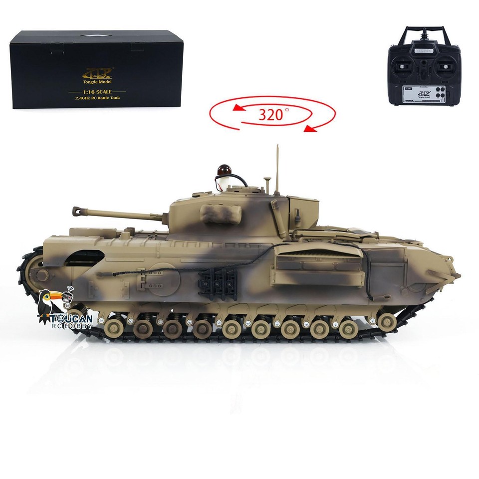 1/16 Tongde RTR RC Tank Churchill Mk.VII Metal Track IR Battle Tank ...