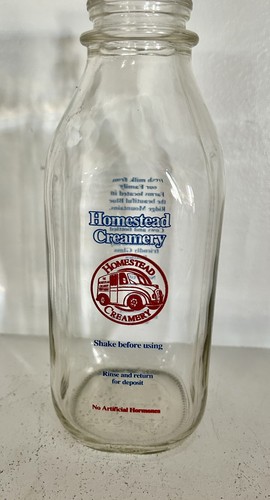 HOMESTEAD CREAMERY MILK BOTTLE 1 QUART 2018 BURNT CHIMNEY, VA Decor ...