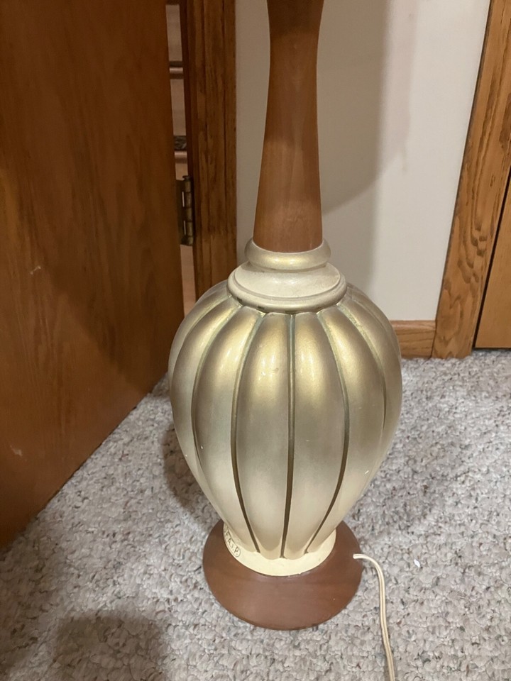 F.A.I.P Vintage Mid Century Modern Atomic FAIP 39" Chalkware Table Lamp ...