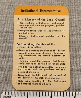 VTG INSTITUTIONAL REPRESENTATIVE Job Description Boy Scout Leader CARD ...